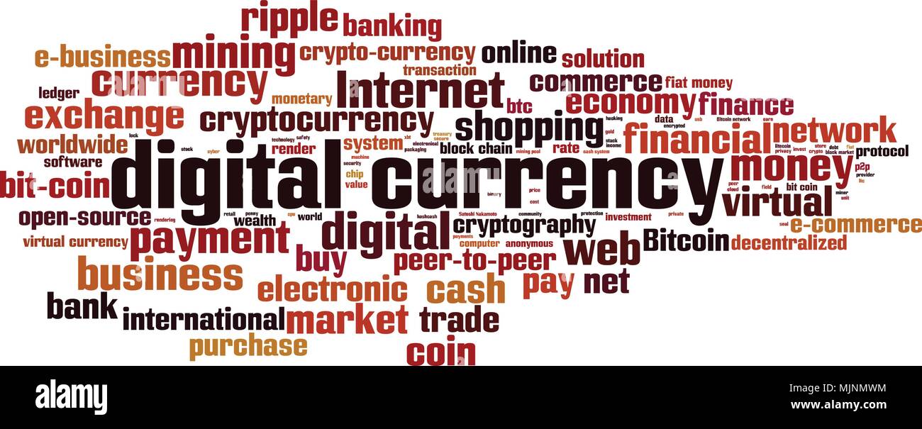 Digital currency word cloud concept. Vector illustration Stock Vector ...