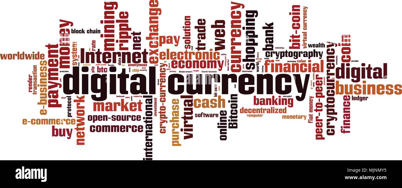 Digital currency word cloud concept. Vector illustration Stock Vector ...