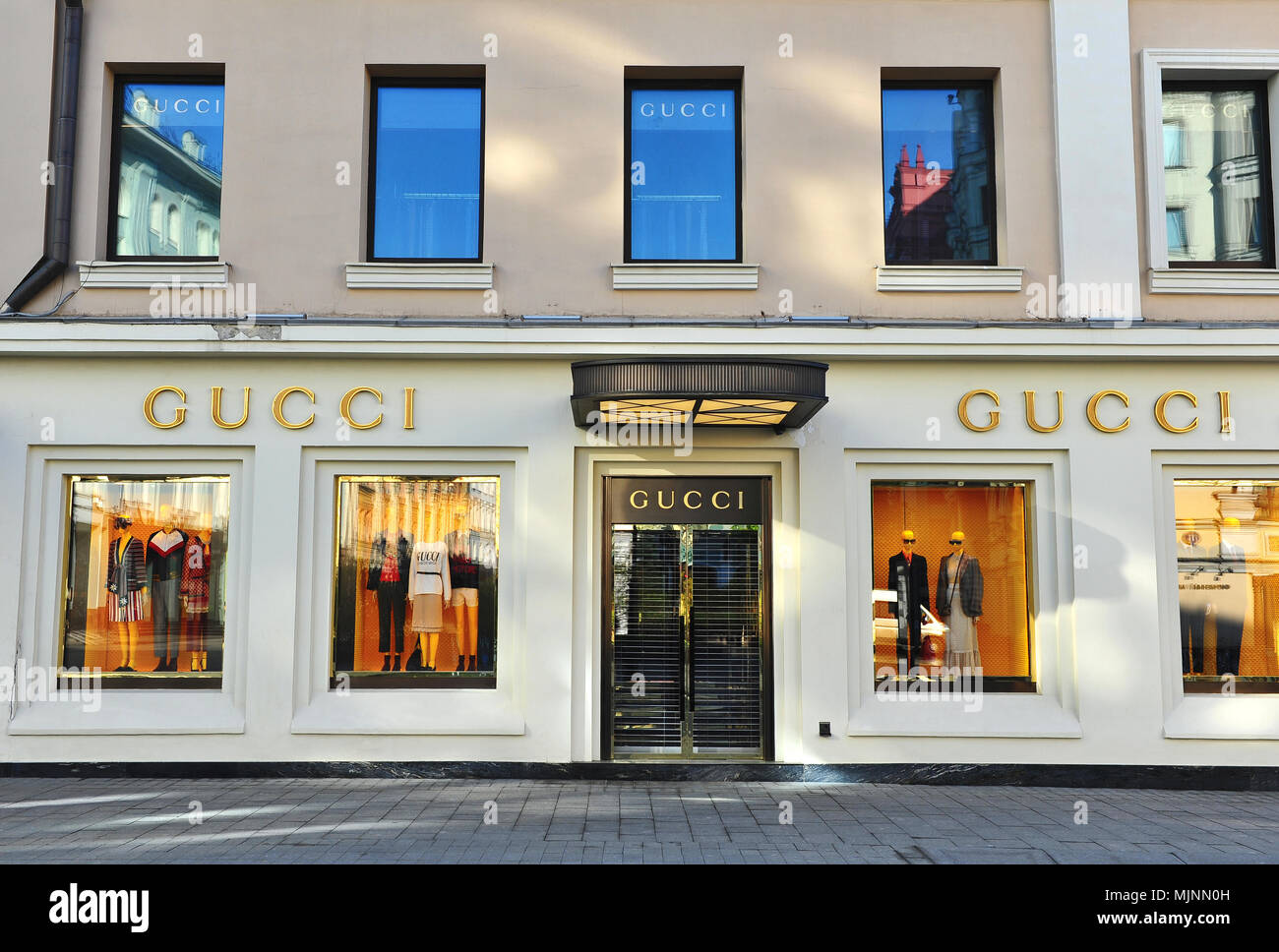 MOSCOW, RUSSIA - MAY 02: Gucci flagship store, Petrovka street, Moscow ...