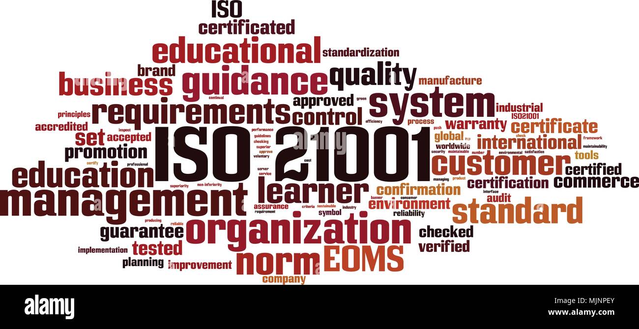 ISO 21001 word cloud concept. Vector illustration Stock Vector Image ...