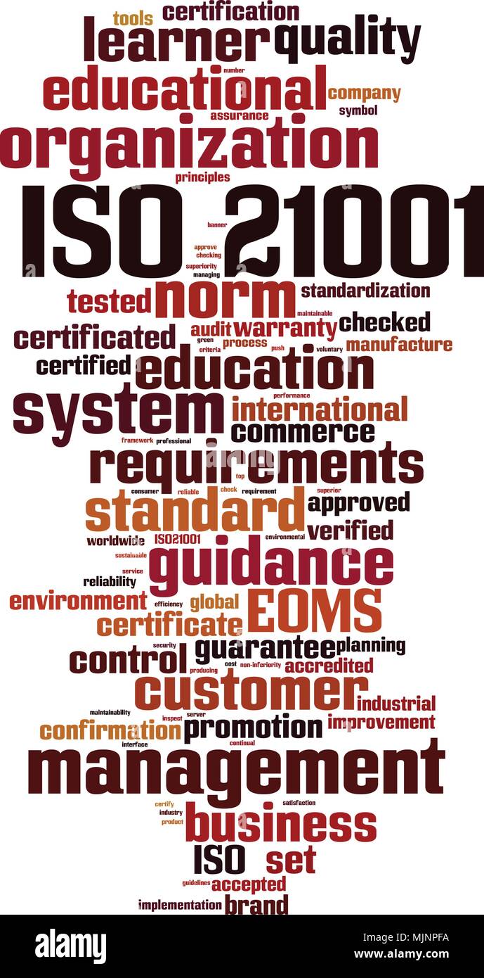 ISO 21001 word cloud concept. Vector illustration Stock Vector Image ...