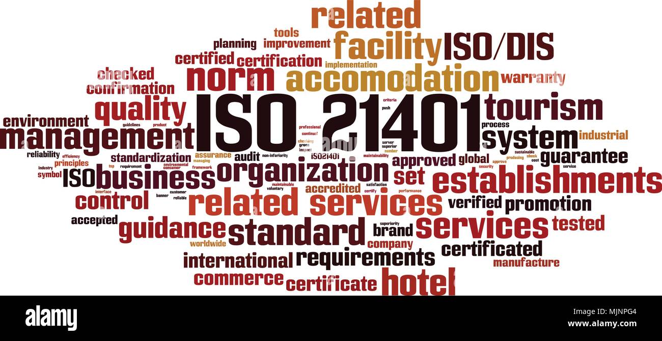 ISO 21401 word cloud concept. Vector illustration Stock Vector Image ...