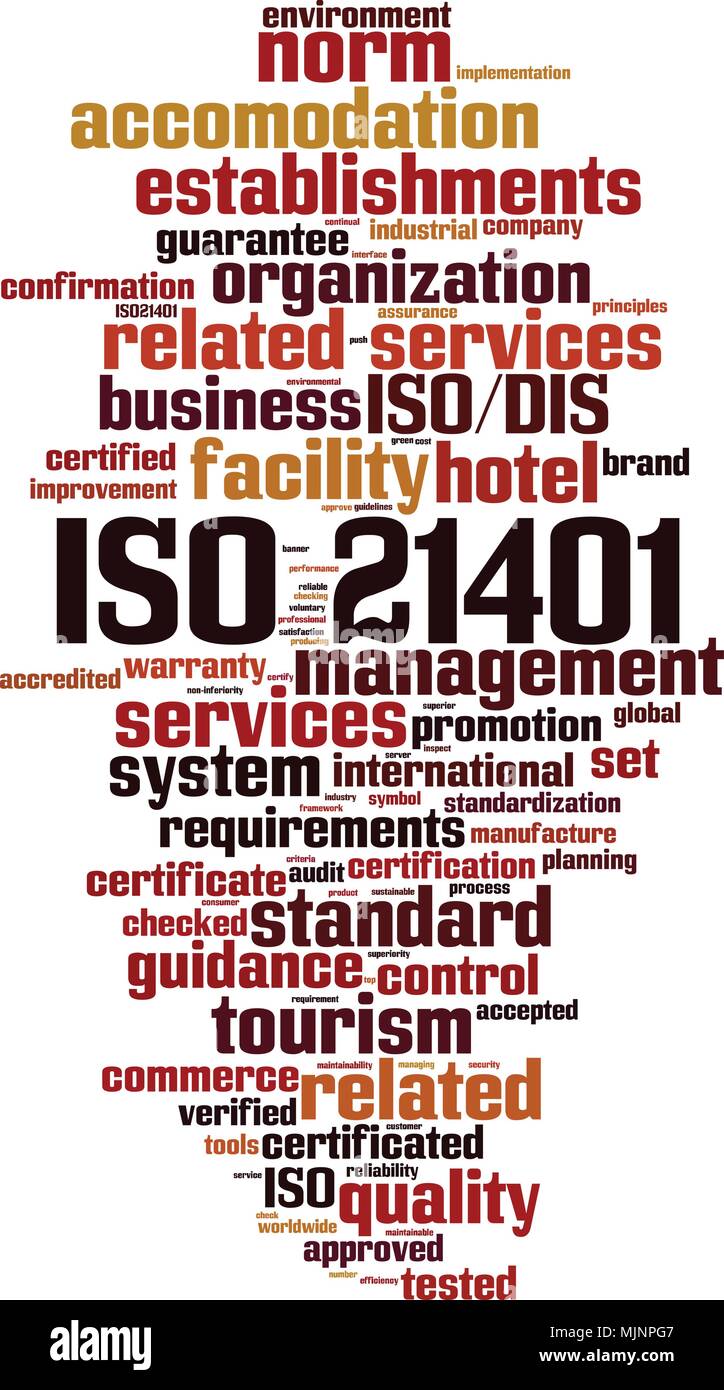 ISO 21401 word cloud concept. Vector illustration Stock Vector Image ...