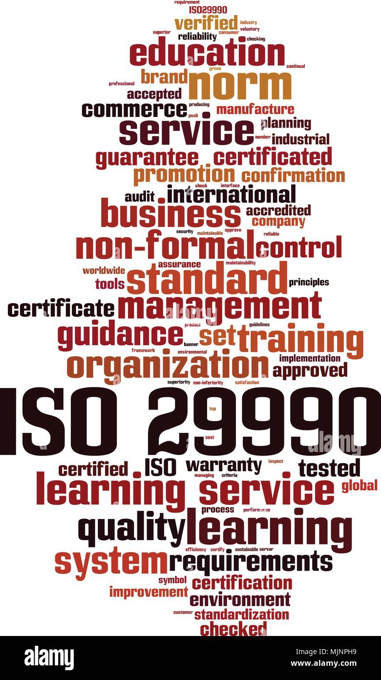 ISO 29990 word cloud concept. Vector illustration Stock Vector Image ...