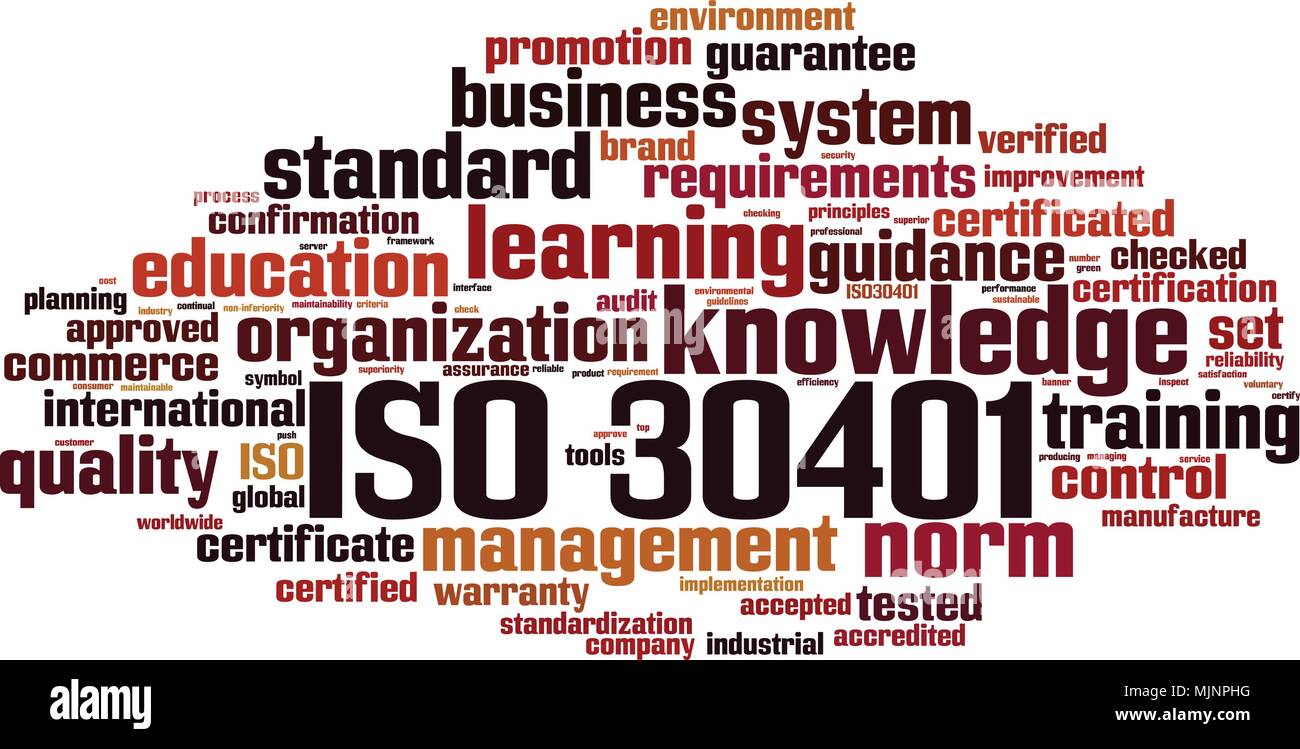 ISO 30401 word cloud concept. Vector illustration Stock Vector Image ...