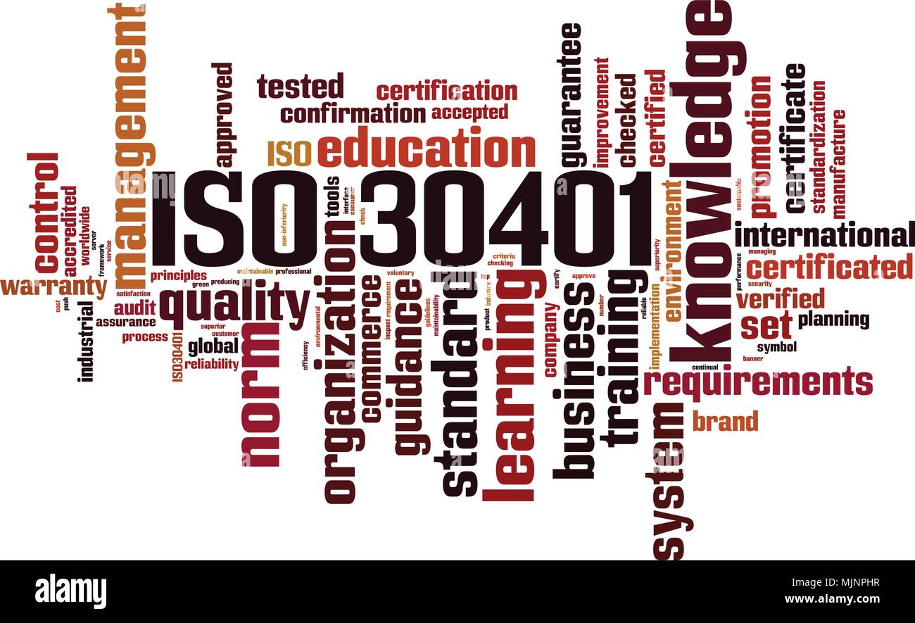 ISO 30401 word cloud concept. Vector illustration Stock Vector Image ...
