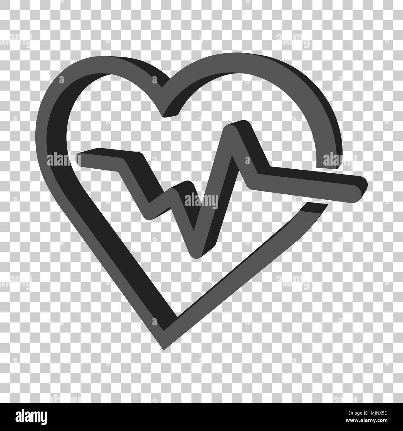 Heartbeat line with heart icon in flat style. Heartbeat illustration on ...