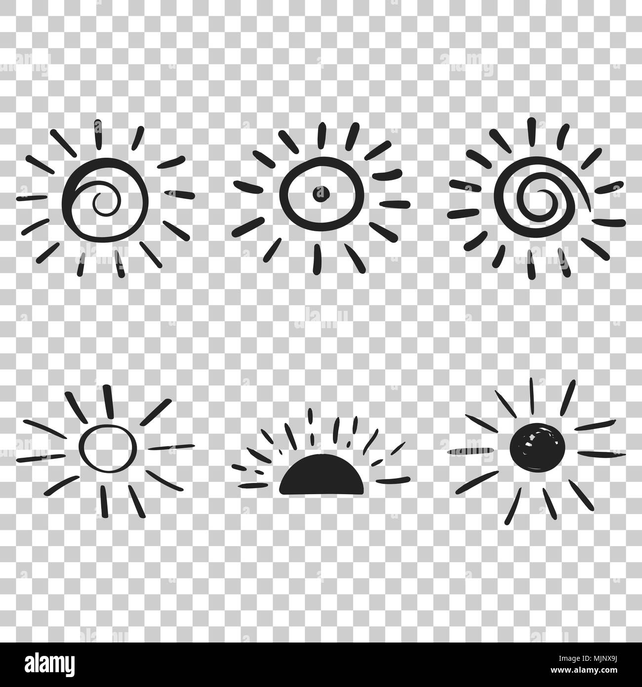 Hand drawn sun vector icon. Sun sketch doodle illustration. Handdrawn ...