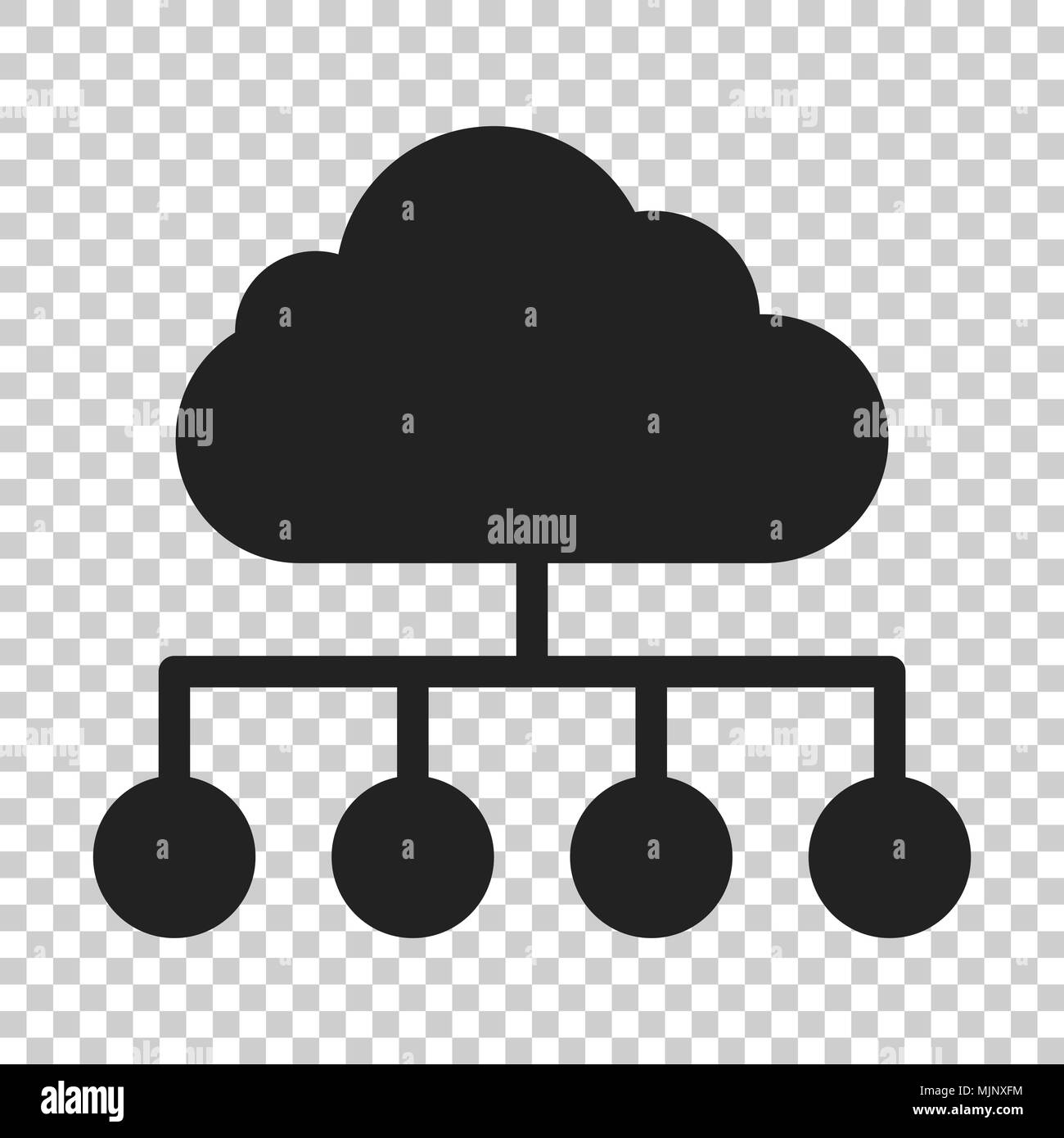 Cloud computing technology vector icon in flat style. Laptop screen on ...