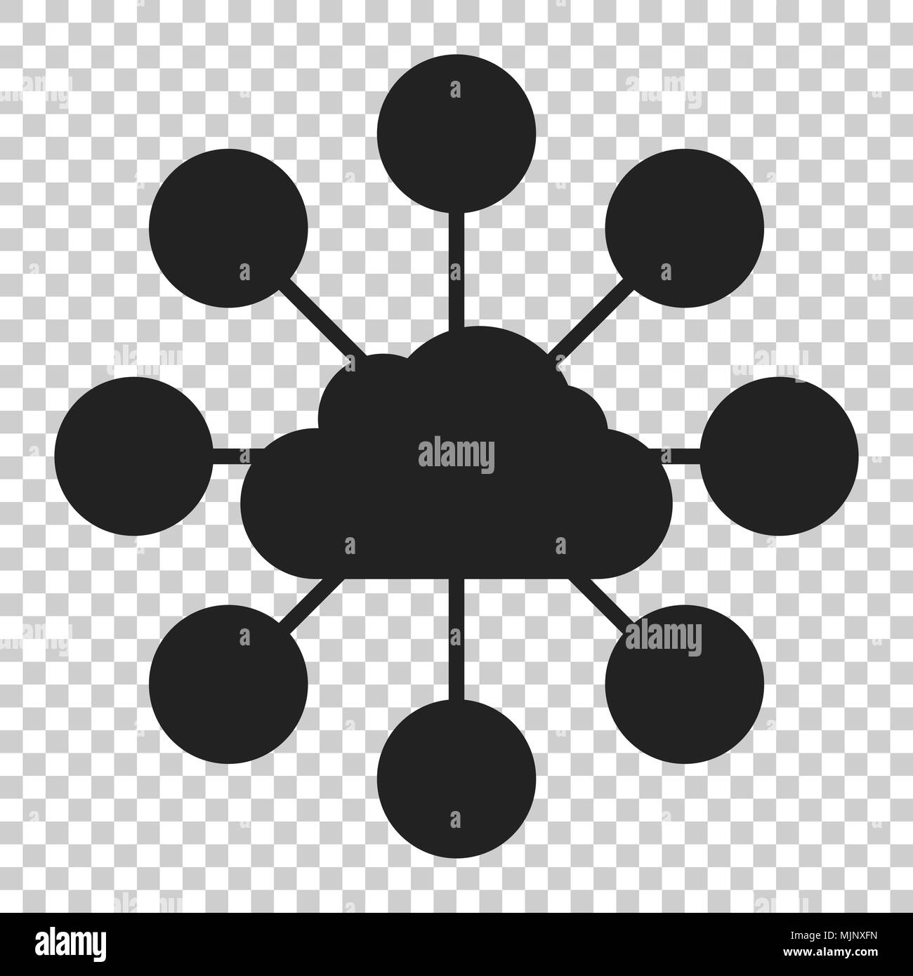 Cloud computing technology vector icon in flat style. Laptop screen on ...