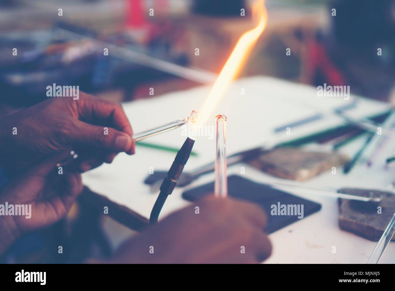 Industry steel, Background peeling of slab, Flakes flame by blowing gas ...