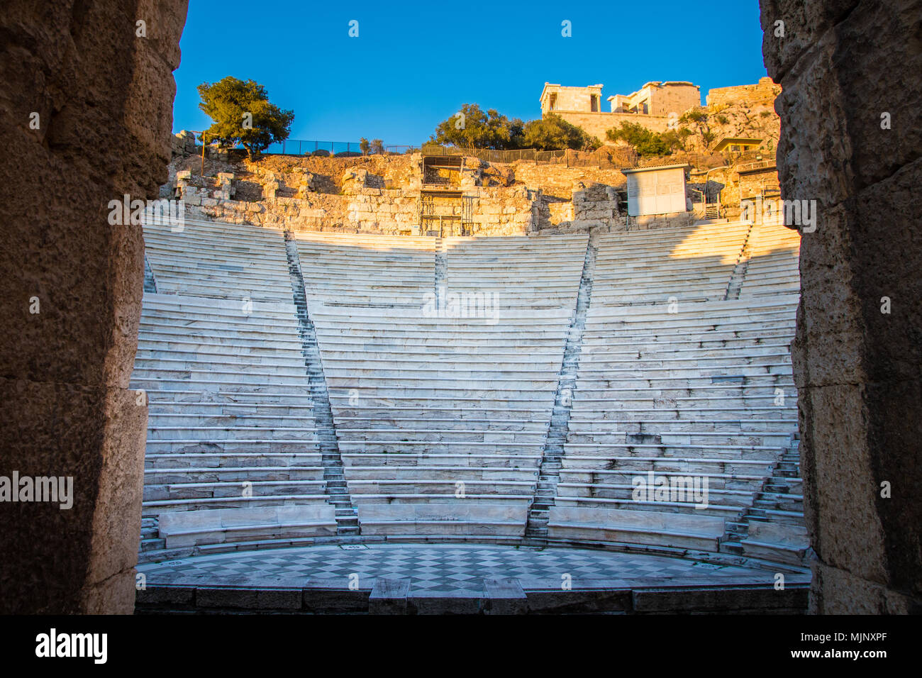 Ancient Greek theater Odeon of Herodes Atticus in Athens Greece Stock ...