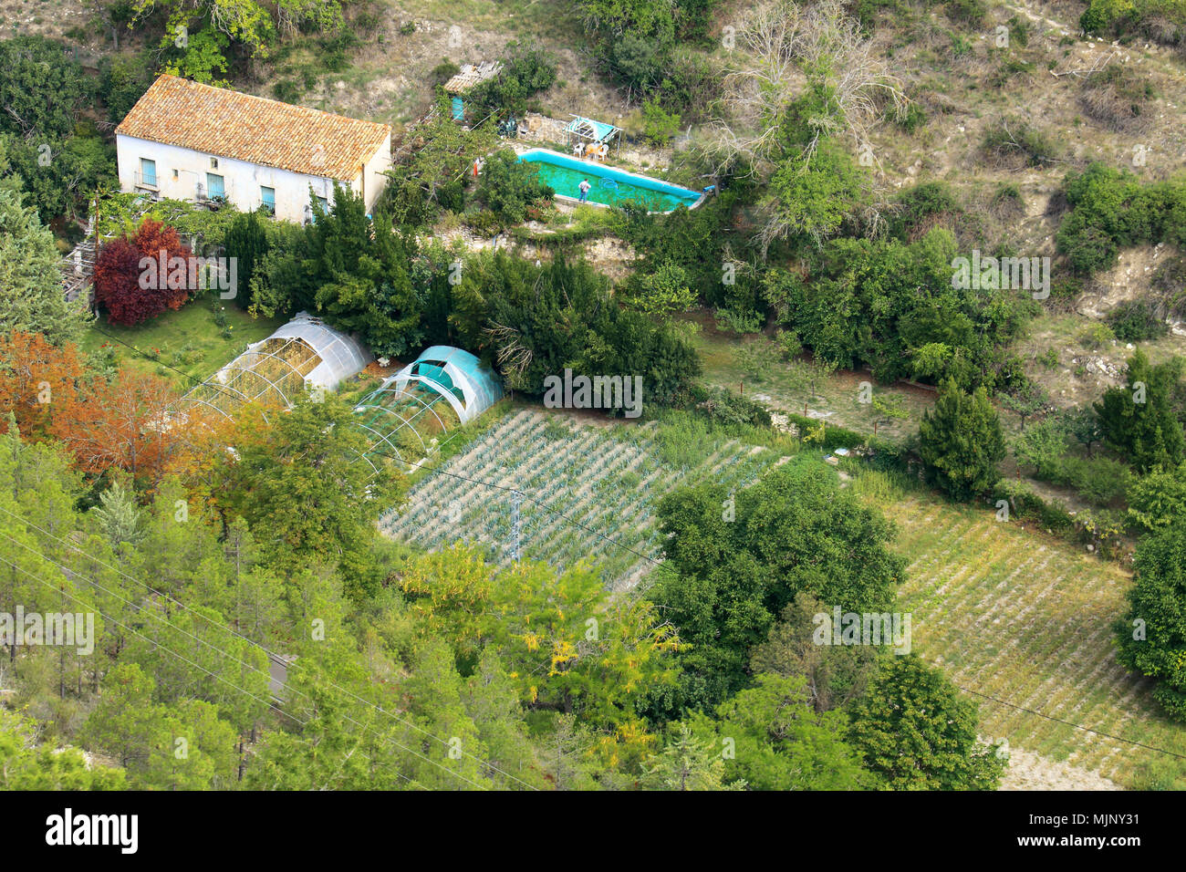 Farm and crops seen from above Stock Photo - Alamy