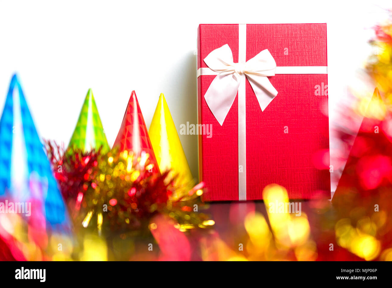 Christmas background with decorations and gift boxes Stock Photo - Alamy