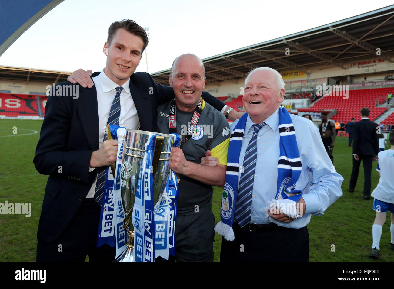 Wigan's chairman Dave Sharpe with Wigan's manager, Paul Cook and Dave ...
