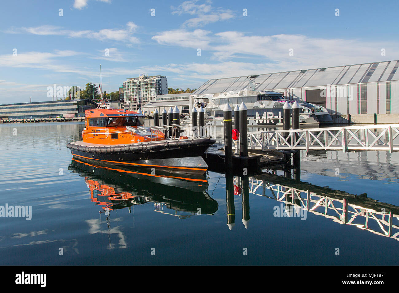 Hobart, Tasmania, Australia: March 28, 2018: Pilot vessel docked in ...