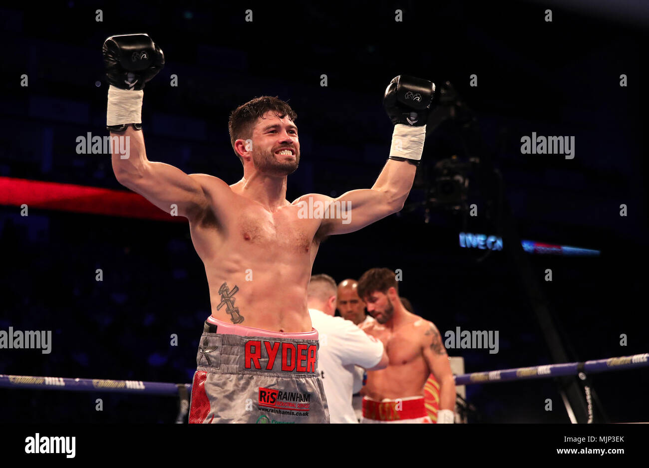 John Ryder celebrates winning the Super-Middleweight Contest bout at ...