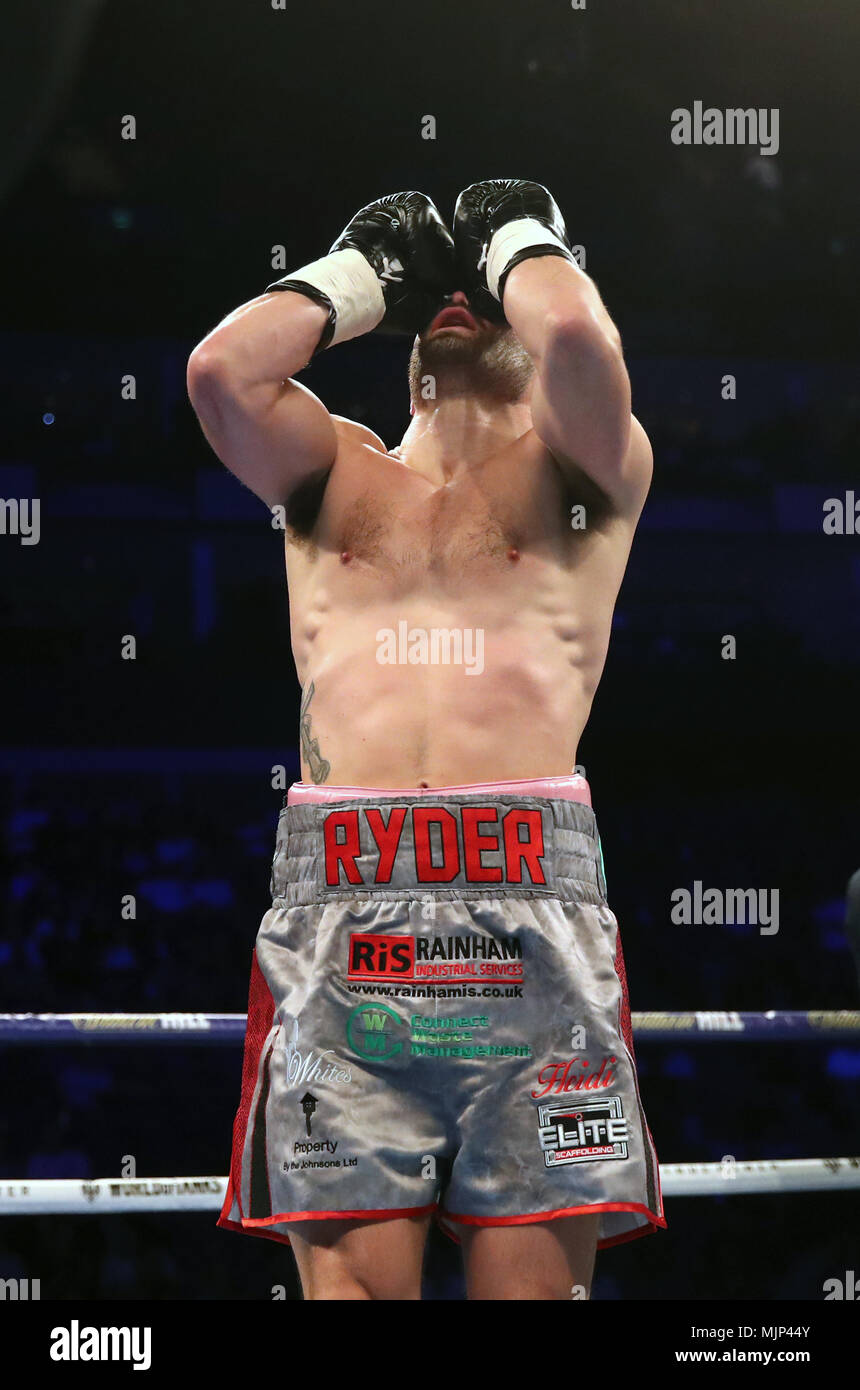 John Ryder celebrates winning the Super-Middleweight Contest bout at ...