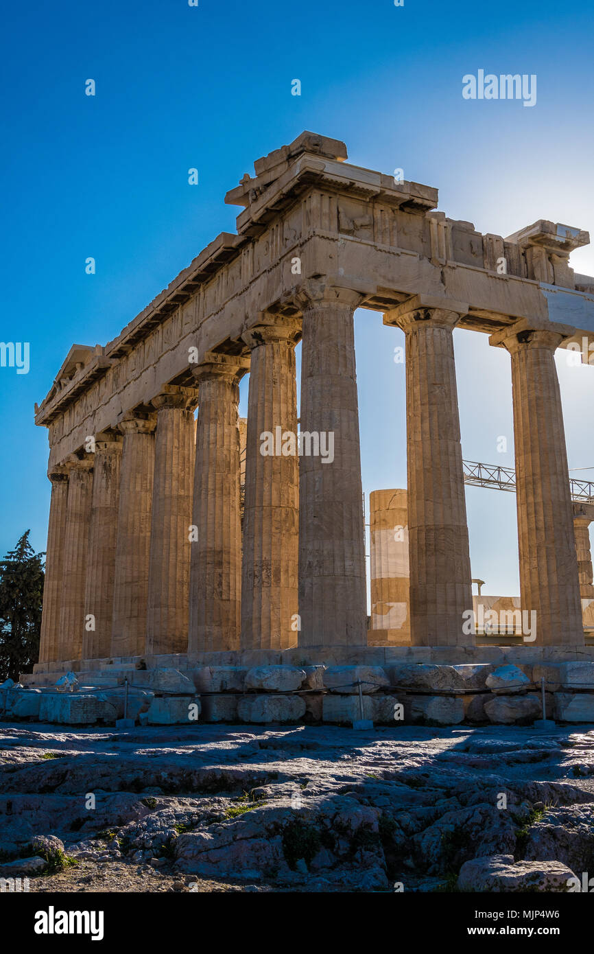 Parthenon temple on Acropolis hill in Athens Greece Stock Photo - Alamy