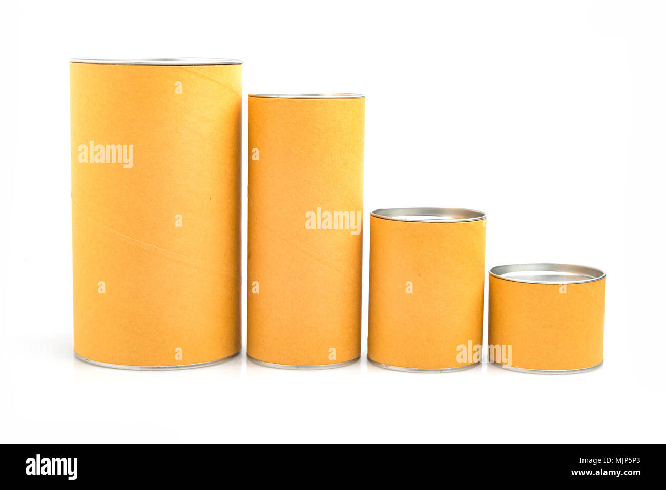 Paper cans isolated on white background Stock Photo - Alamy