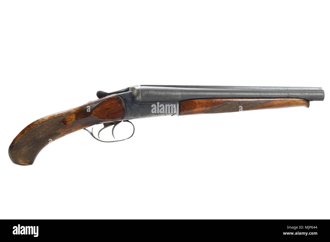 Crime weapon - sawn off shotgun isolated on white Stock Photo - Alamy