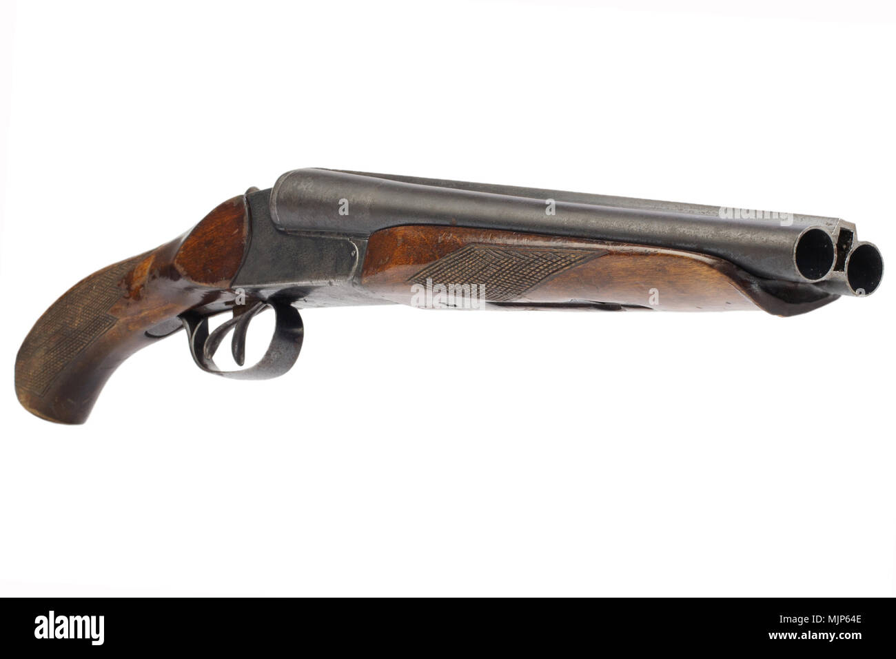 Crime weapon - sawn off shotgun isolated on white Stock Photo - Alamy