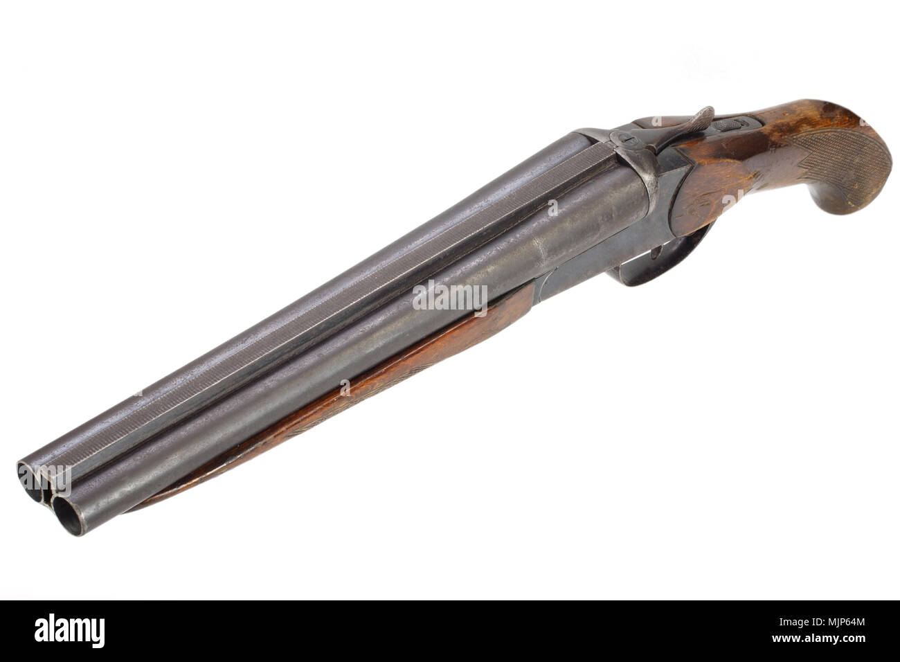 Crime weapon - sawn off shotgun isolated on white Stock Photo - Alamy