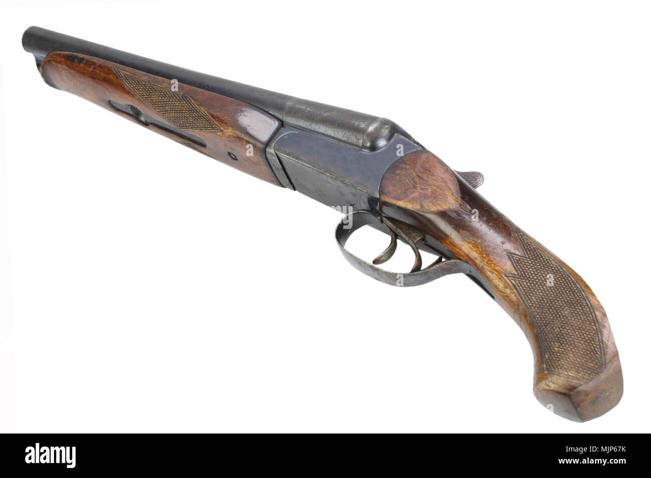 Crime weapon - sawn off shotgun isolated on white Stock Photo - Alamy