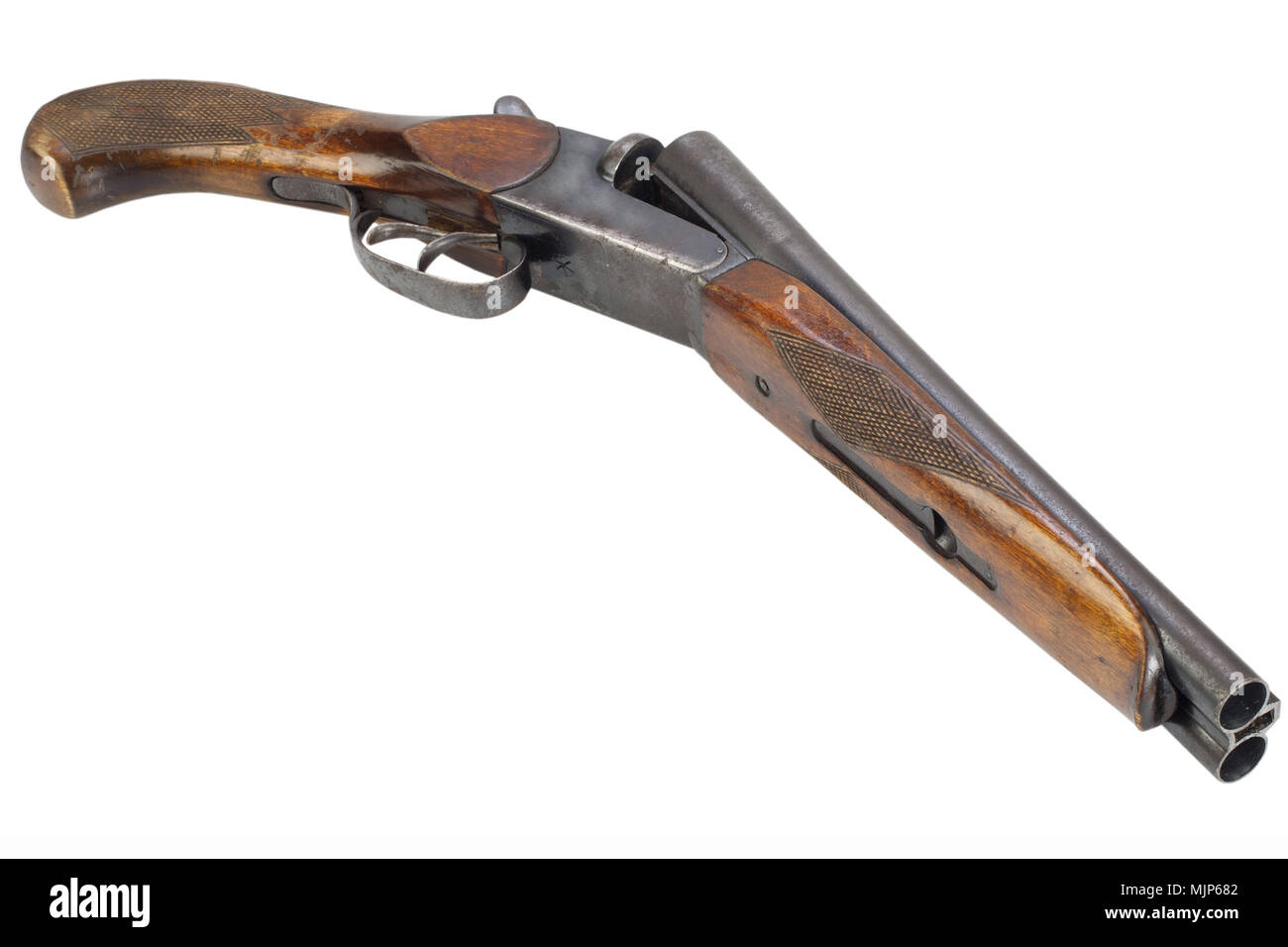 Crime weapon - sawn off shotgun isolated on white Stock Photo - Alamy