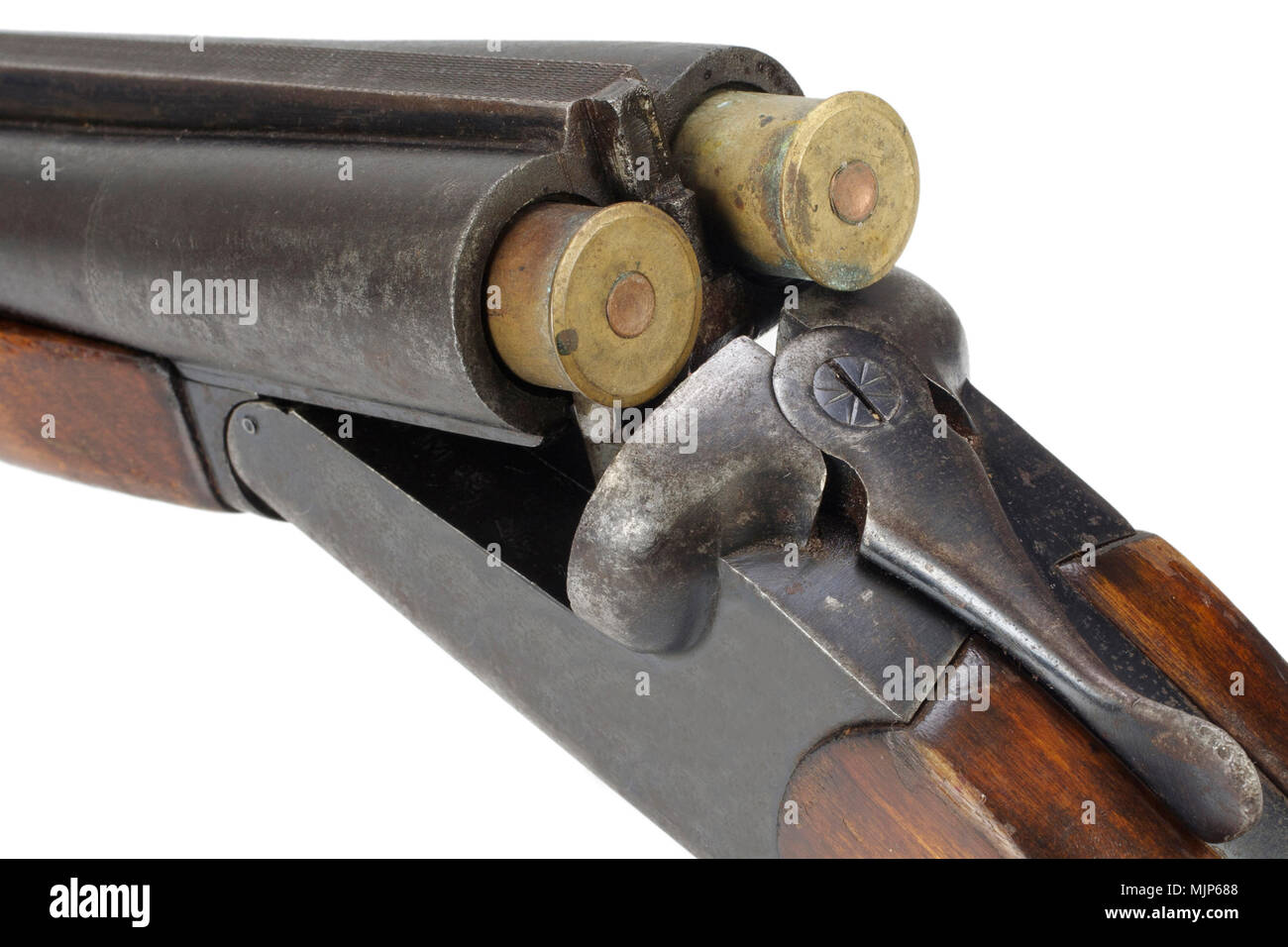 Crime weapon - sawn off shotgun isolated on white Stock Photo - Alamy