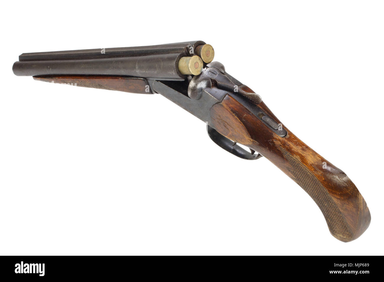 Crime weapon - sawn off shotgun isolated on white Stock Photo - Alamy