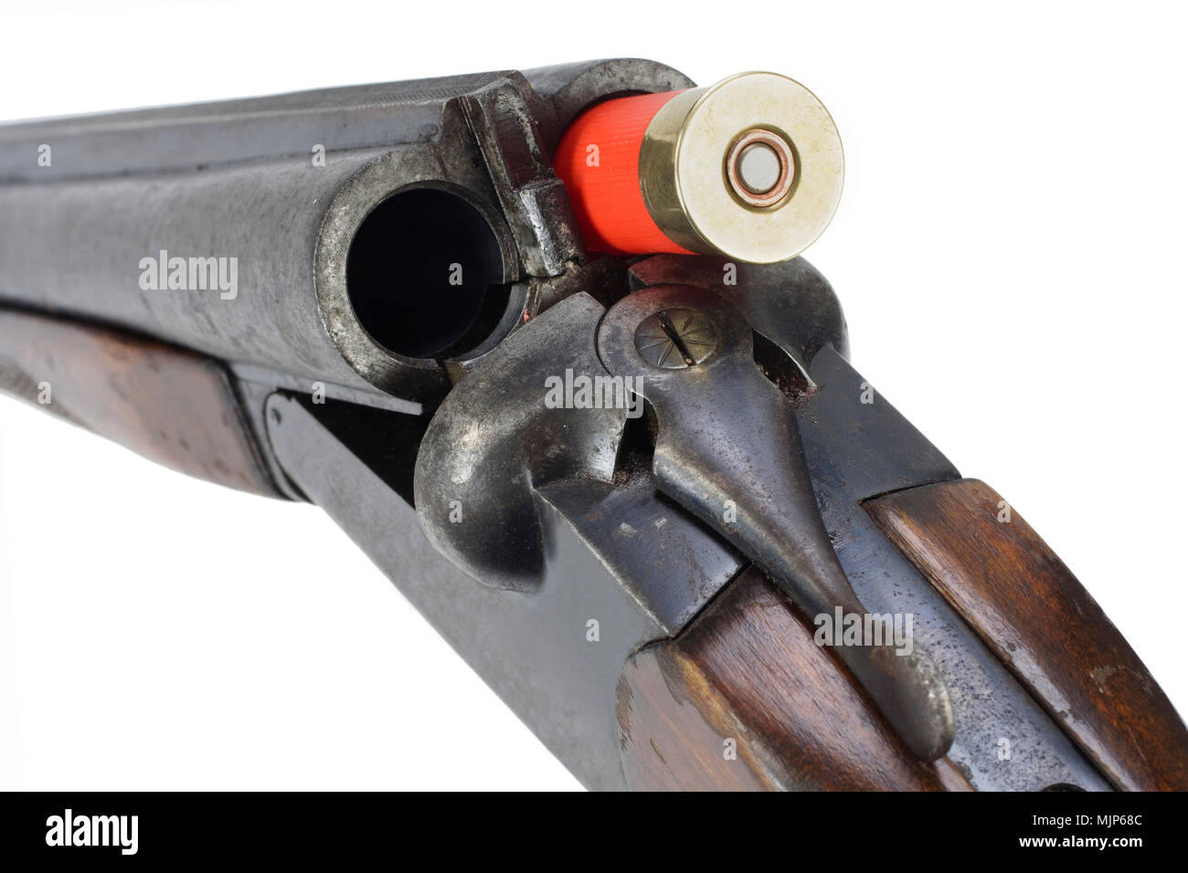 Crime weapon - sawn off shotgun isolated on white Stock Photo - Alamy