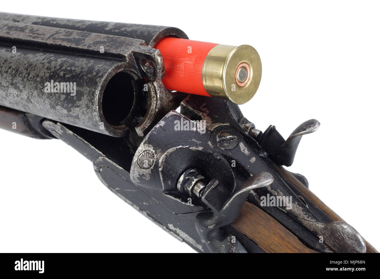 Crime weapon - sawn off shotgun isolated on white Stock Photo - Alamy