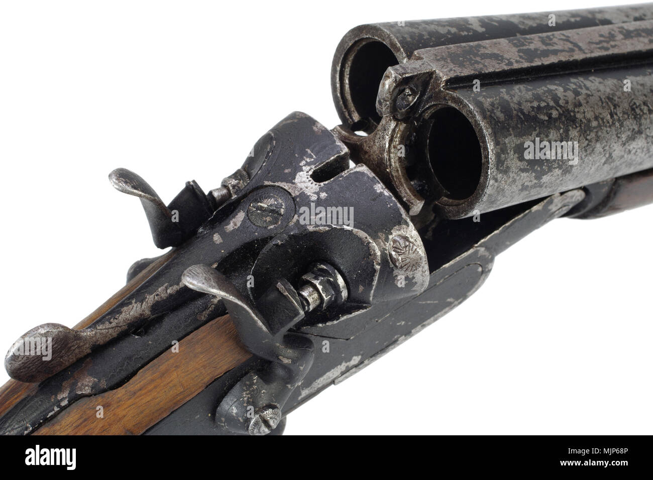 Crime weapon - sawn off shotgun isolated on white Stock Photo - Alamy
