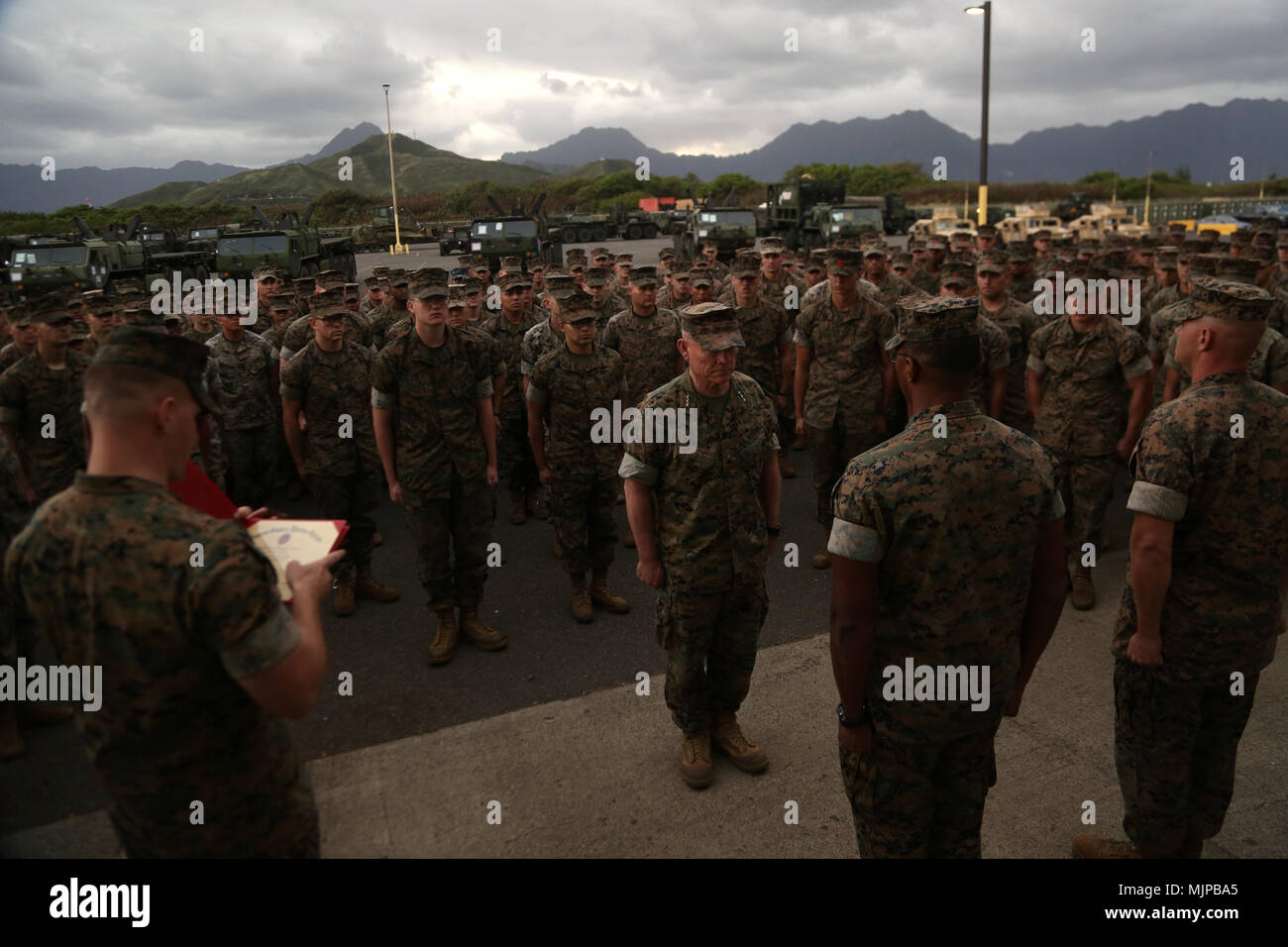 Lt. Gen. Lawrence D. Nicholson recognizes and presents a certificate of ...