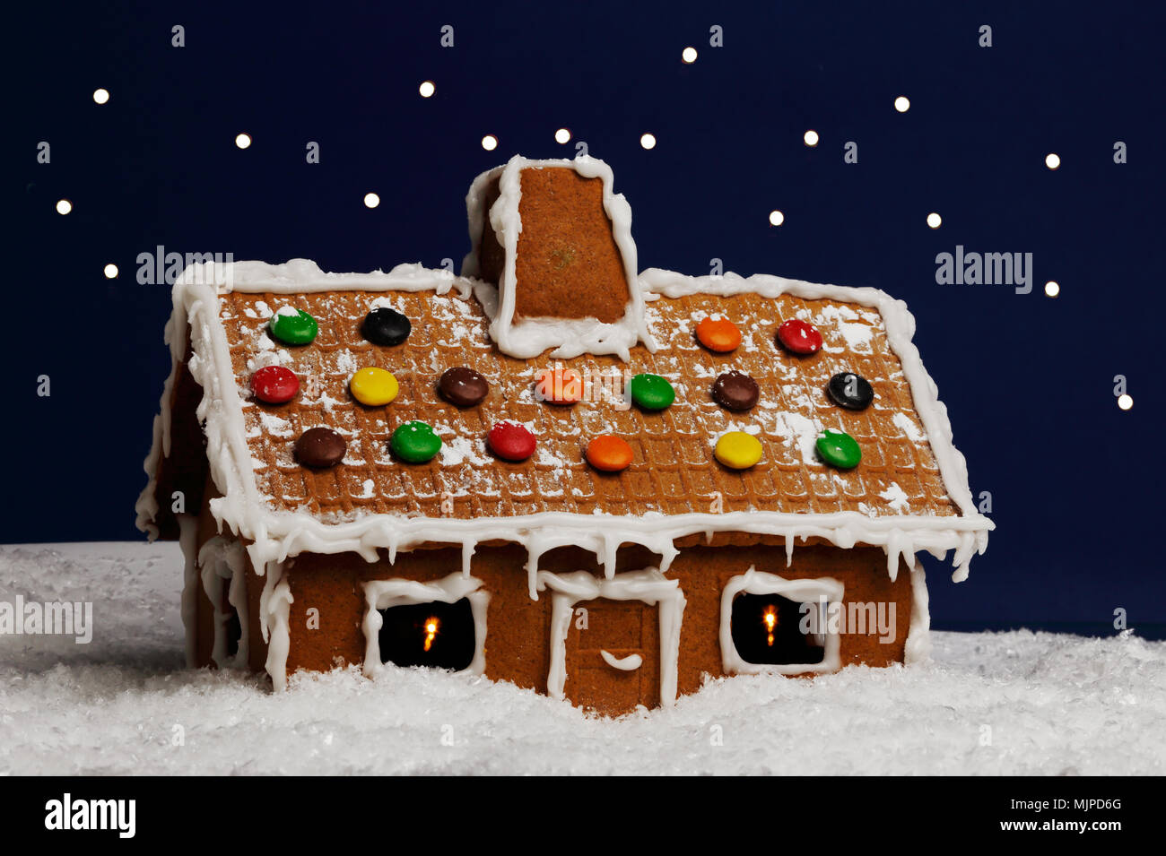 One ginger bread house in a winter landscape Stock Photo - Alamy