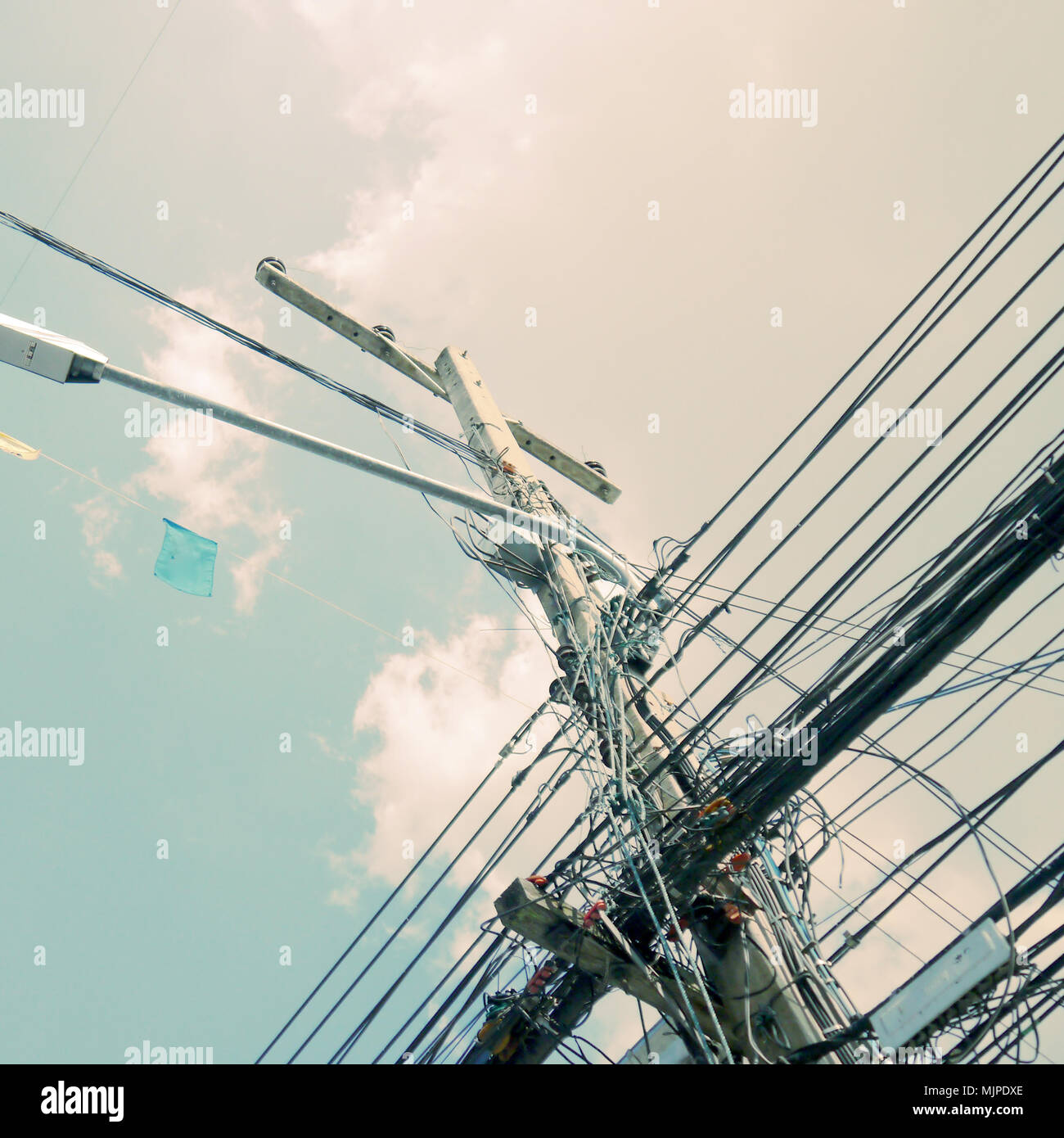 The chaos of cables old vintage retro style Stock Photo - Alamy