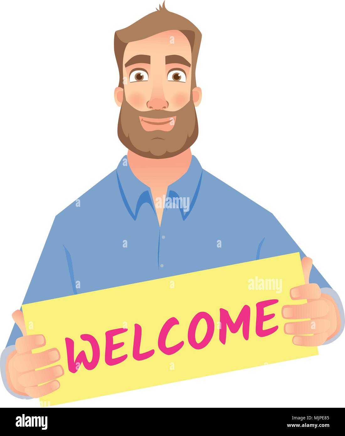 man holding welcome sign Stock Vector Image & Art - Alamy