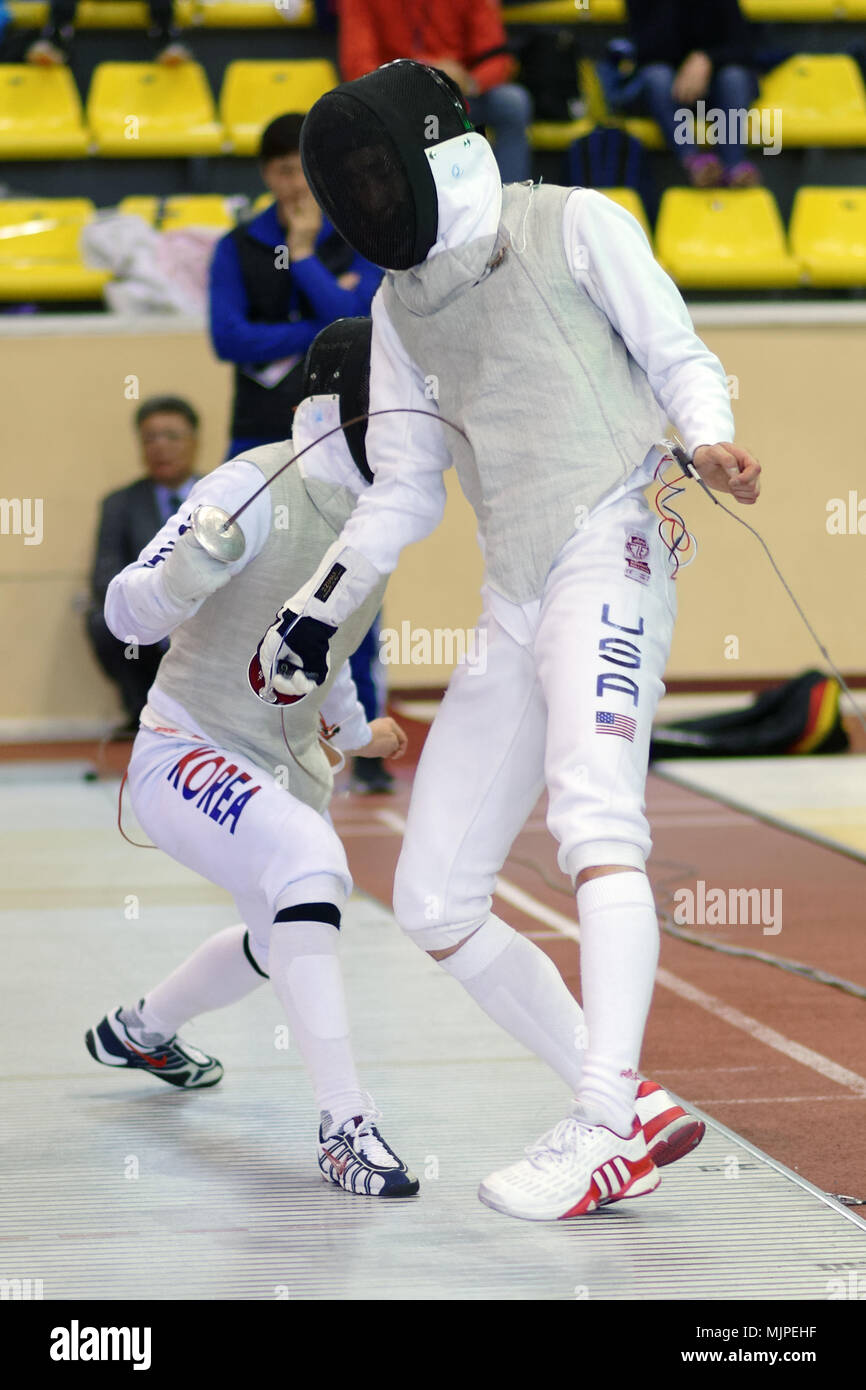 St. Petersburg, Russia - May 4, 2018: Philip Shin, USA vs Dong Jin Han ...