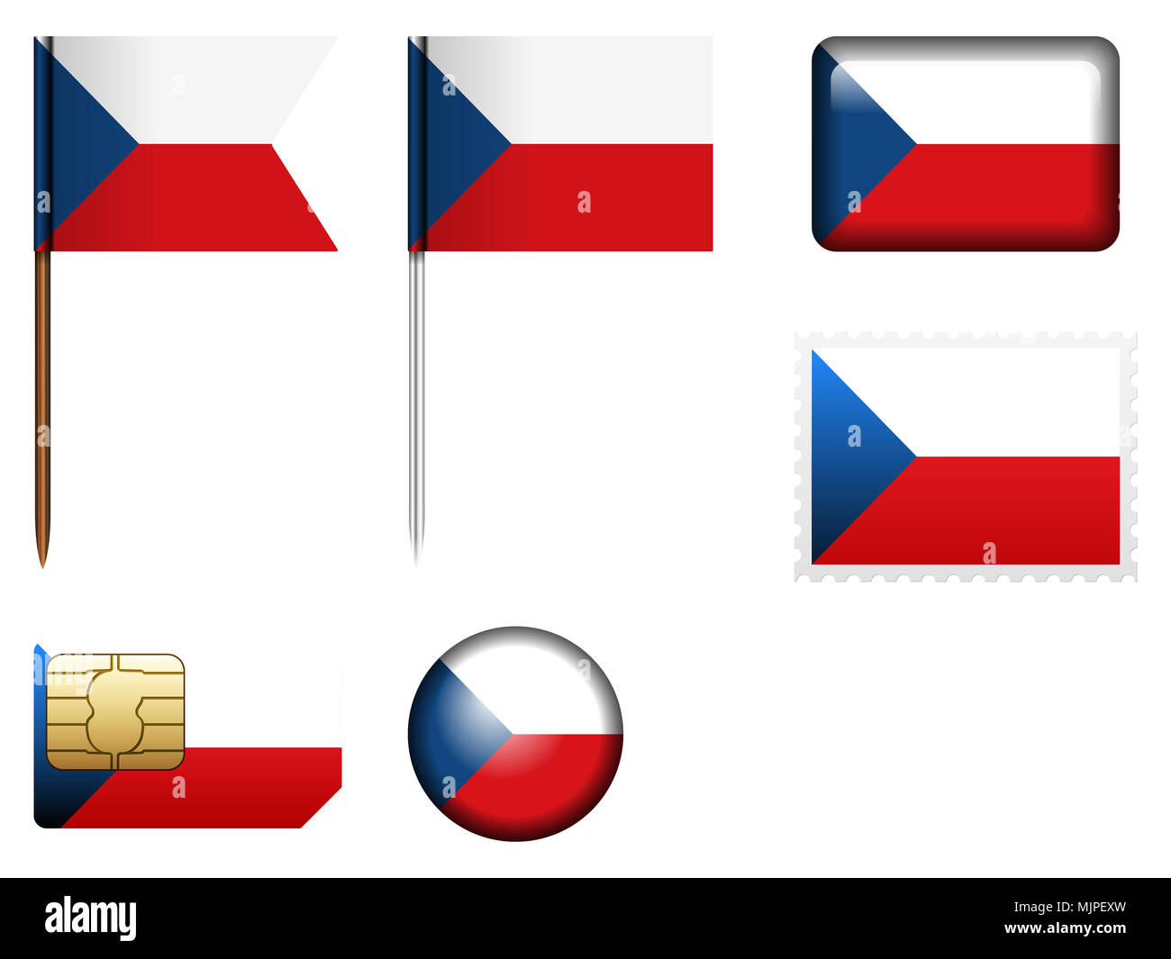 Czech Republic flag set on a white background Stock Photo - Alamy