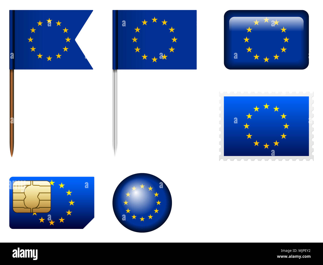 European union flag set on a white background Stock Photo - Alamy