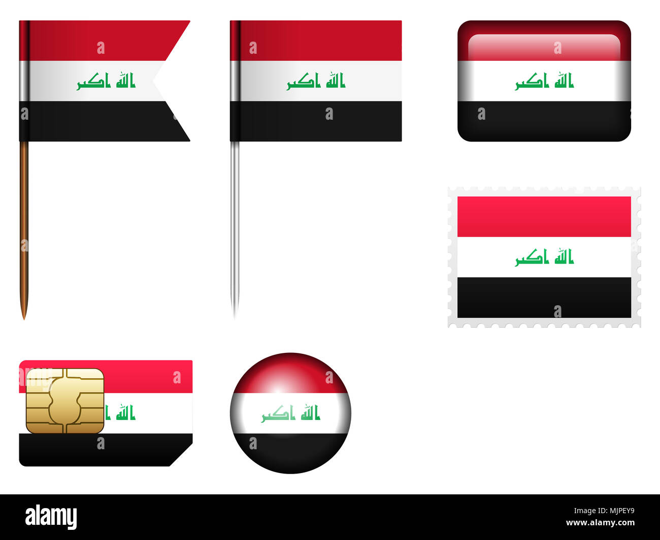 Iraq flag set on a white background Stock Photo - Alamy