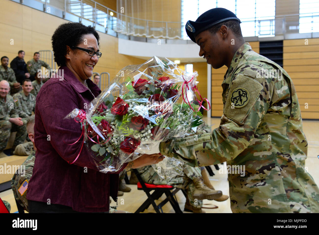 A U.S. Soldier, right, assigned to 522nd Military Intelligence (MI ...