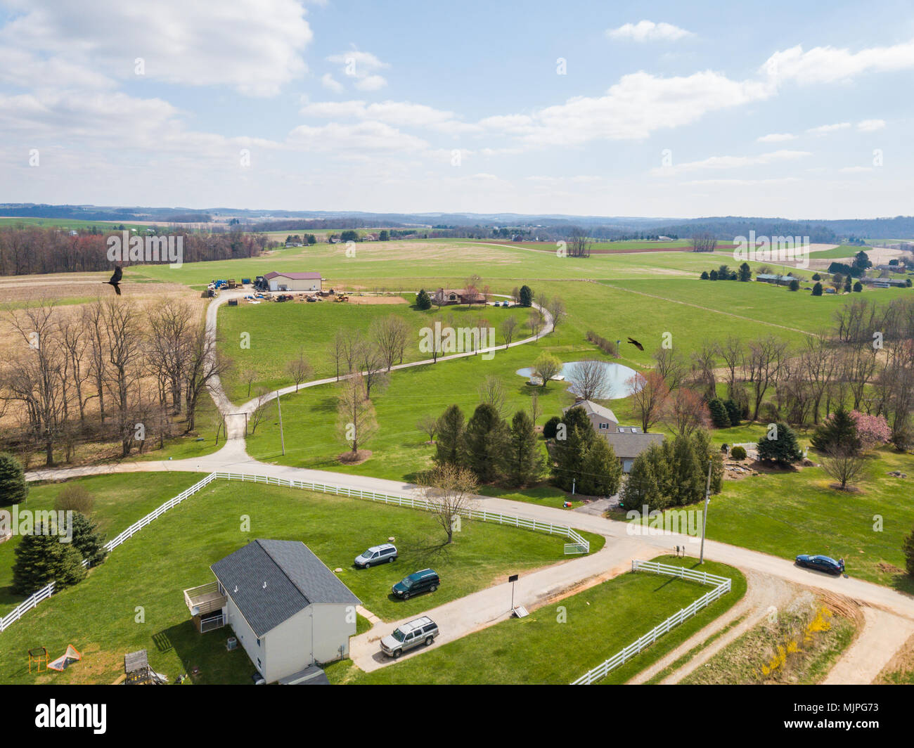 Aerial of Farmland in Cross Roads, Pennsylvania Stock Photo - Alamy