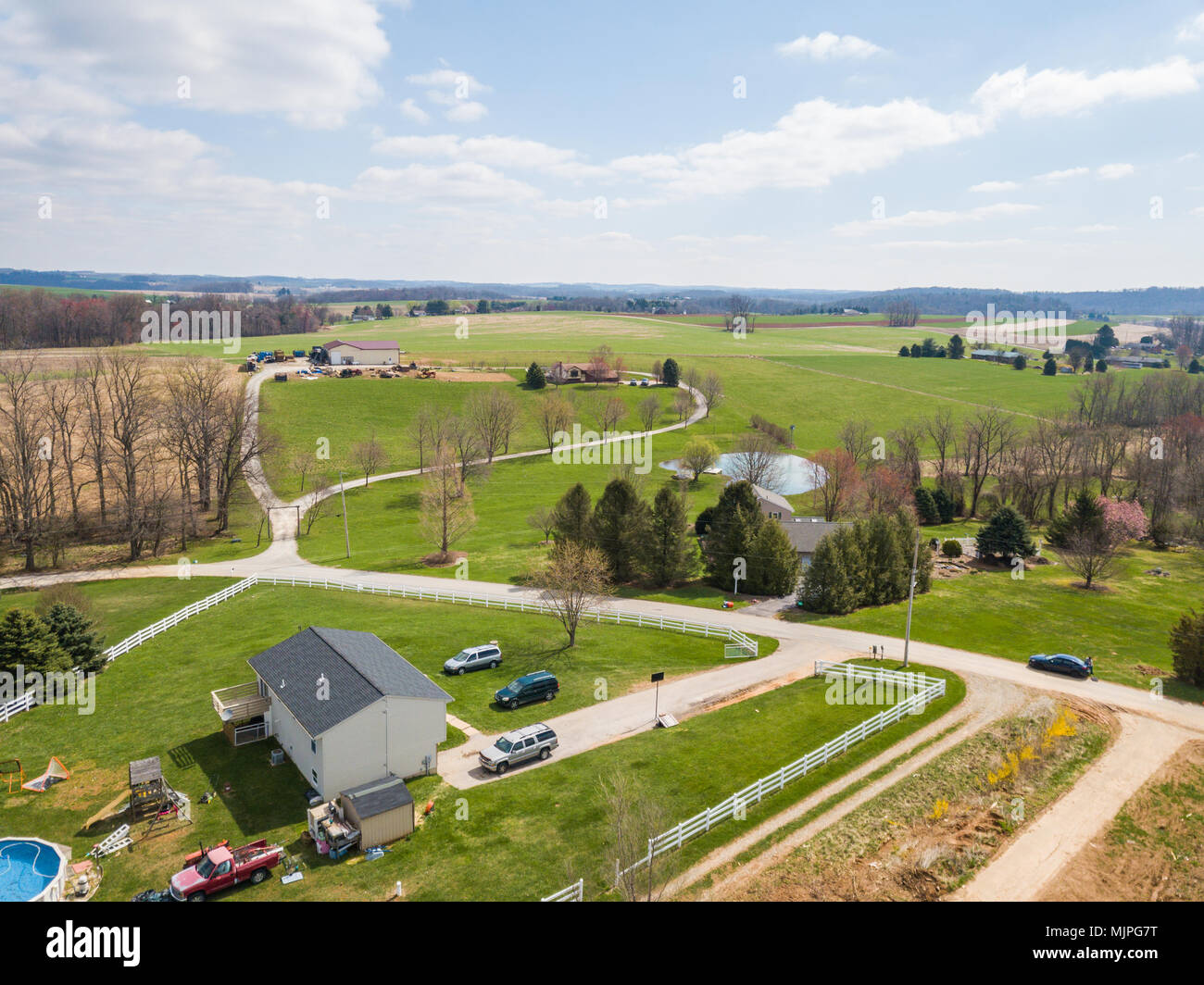 Aerial of Farmland in Cross Roads, Pennsylvania Stock Photo - Alamy