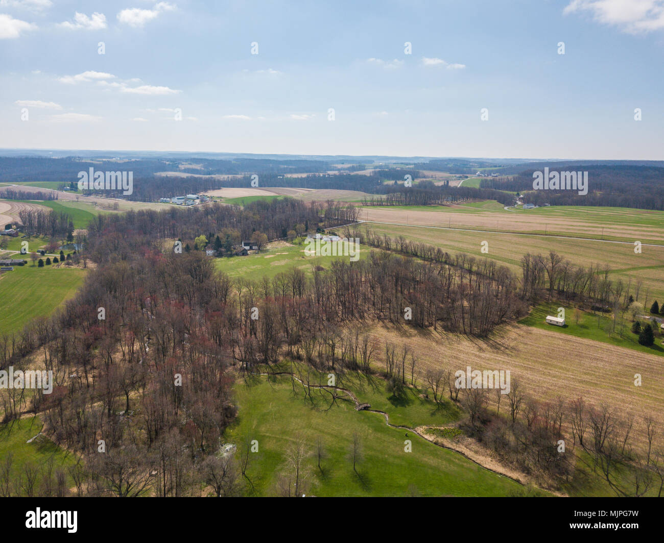 Aerial of Farmland in Cross Roads, Pennsylvania Stock Photo - Alamy
