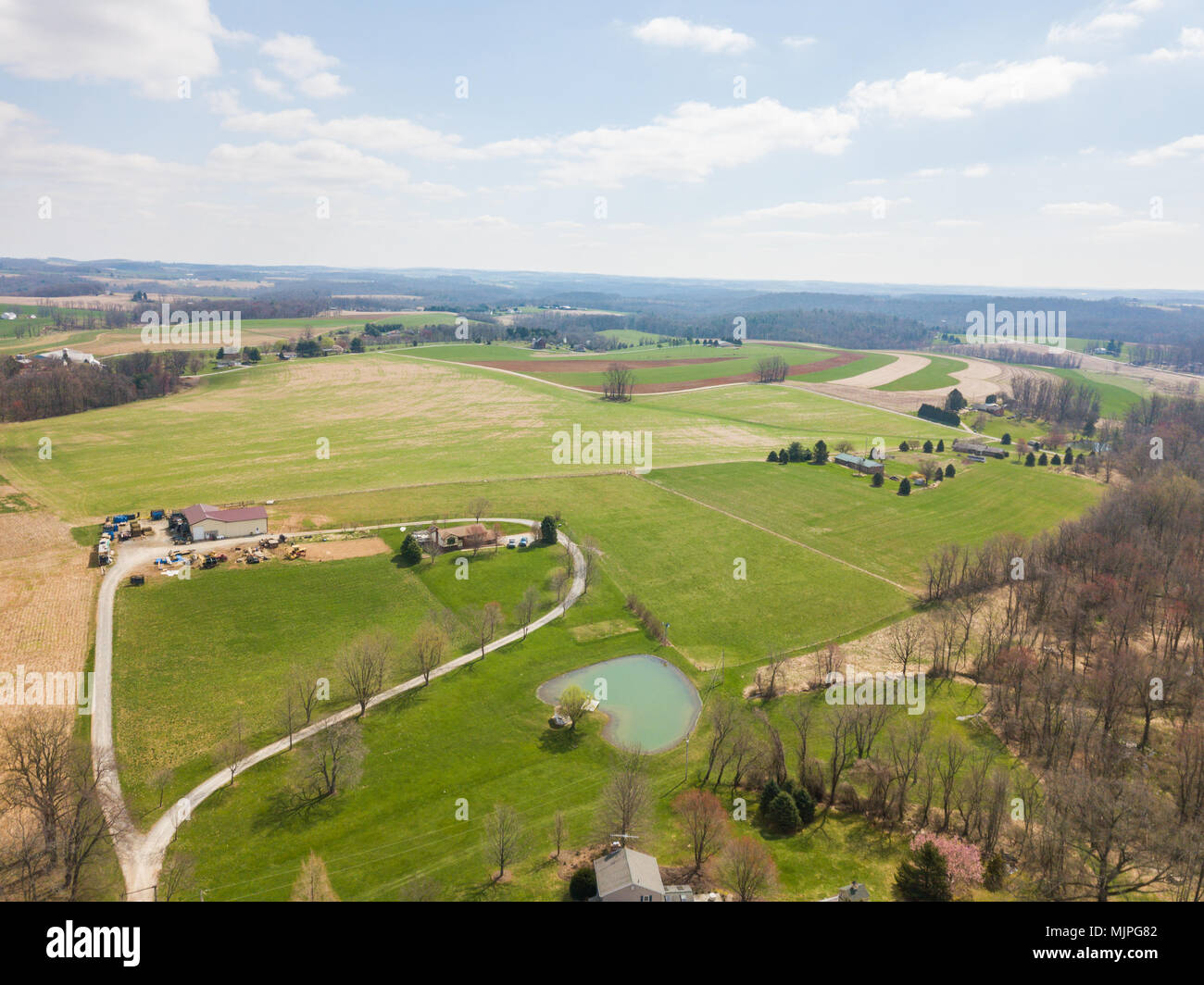Aerial of Farmland in Cross Roads, Pennsylvania Stock Photo - Alamy