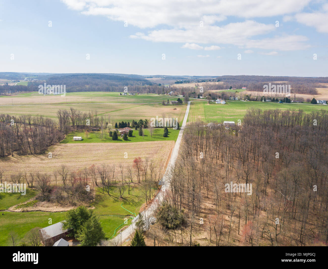 Aerial of Farmland in Cross Roads, Pennsylvania Stock Photo - Alamy