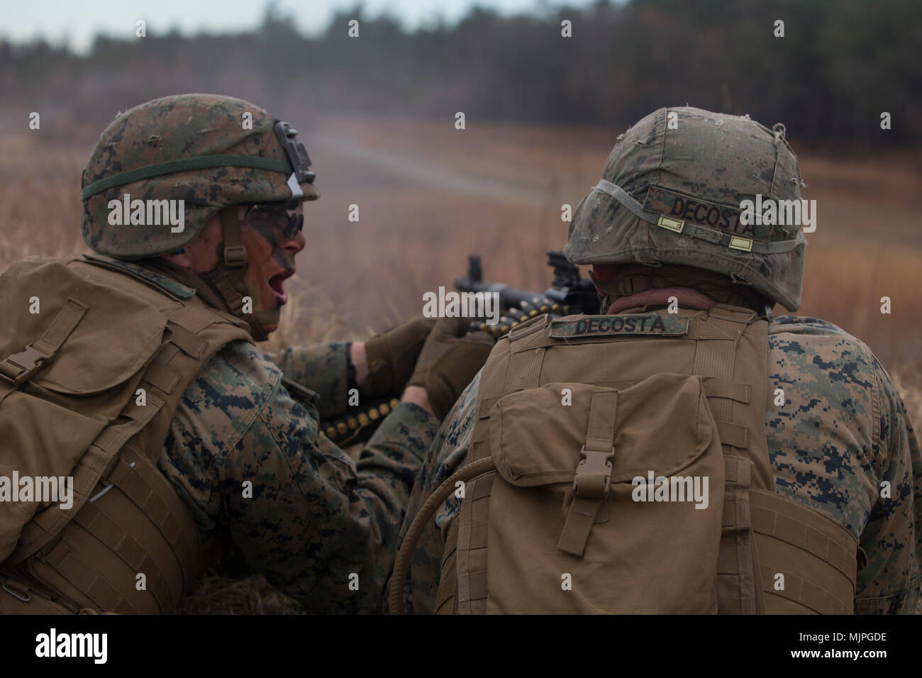 Marines with 2nd Battalion, 8th Marine Regiment provide suppressing ...