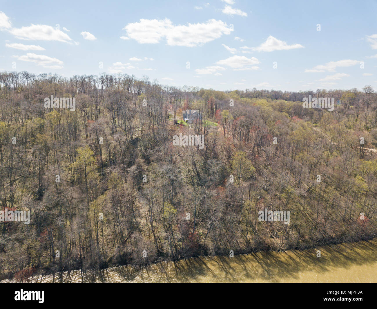 Aerial of Susquehanna River and Surrounding Area in Delta, Pennsylvania ...